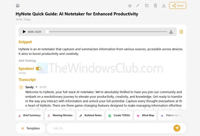 Using AI Note taker for Audio Transcription, Meeting Notes, PDF Summary ...