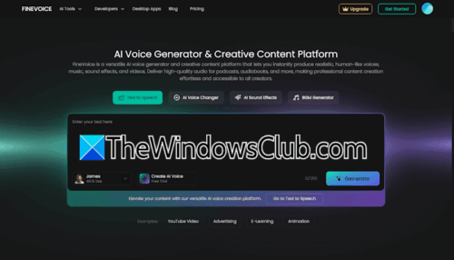 FineVoice AI: Powerful AI voice cloning and voice generator tool